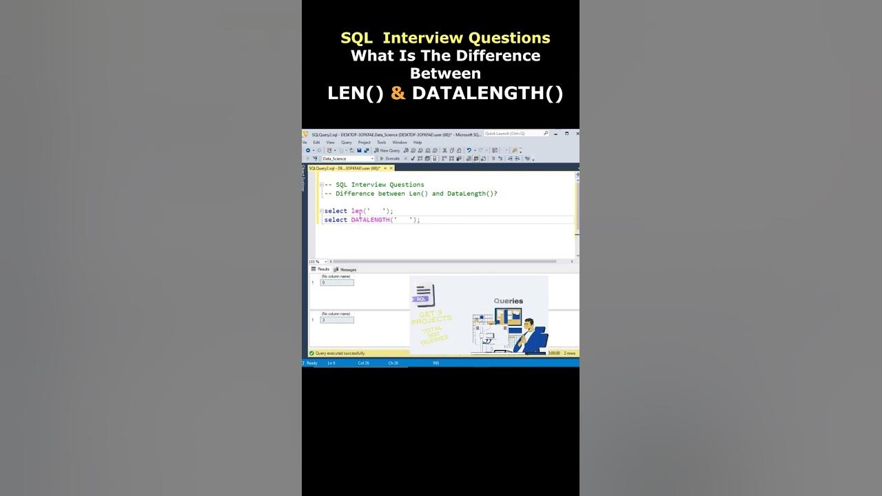 Practice Mock SQL Beginner Interview Questions Tutorial len and datalength # ...