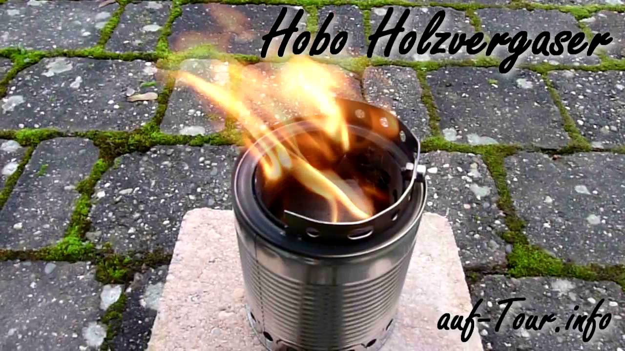 Selbst gebauter Hobo Holzvergaser im Funktionstest - YouTube