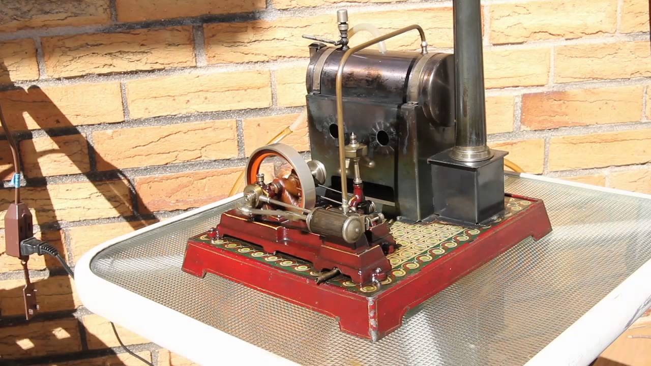Steam engine Doll 367J circa 1910 running on a small air pump (~3 psi ...