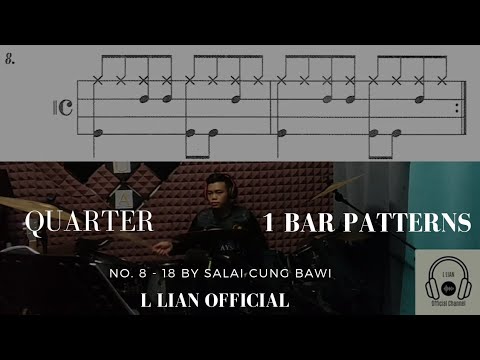 Drums Lessons For Beginners 21 - Eighth Note 1 Bar Patterns No. 8 to 18 ...