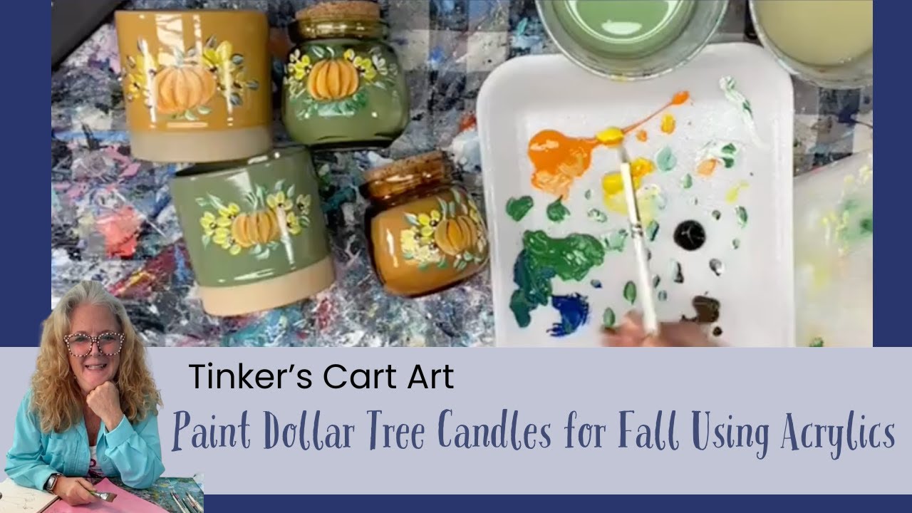 Paint Dollar Tree Candles for Fall Using Acrylics - YouTube