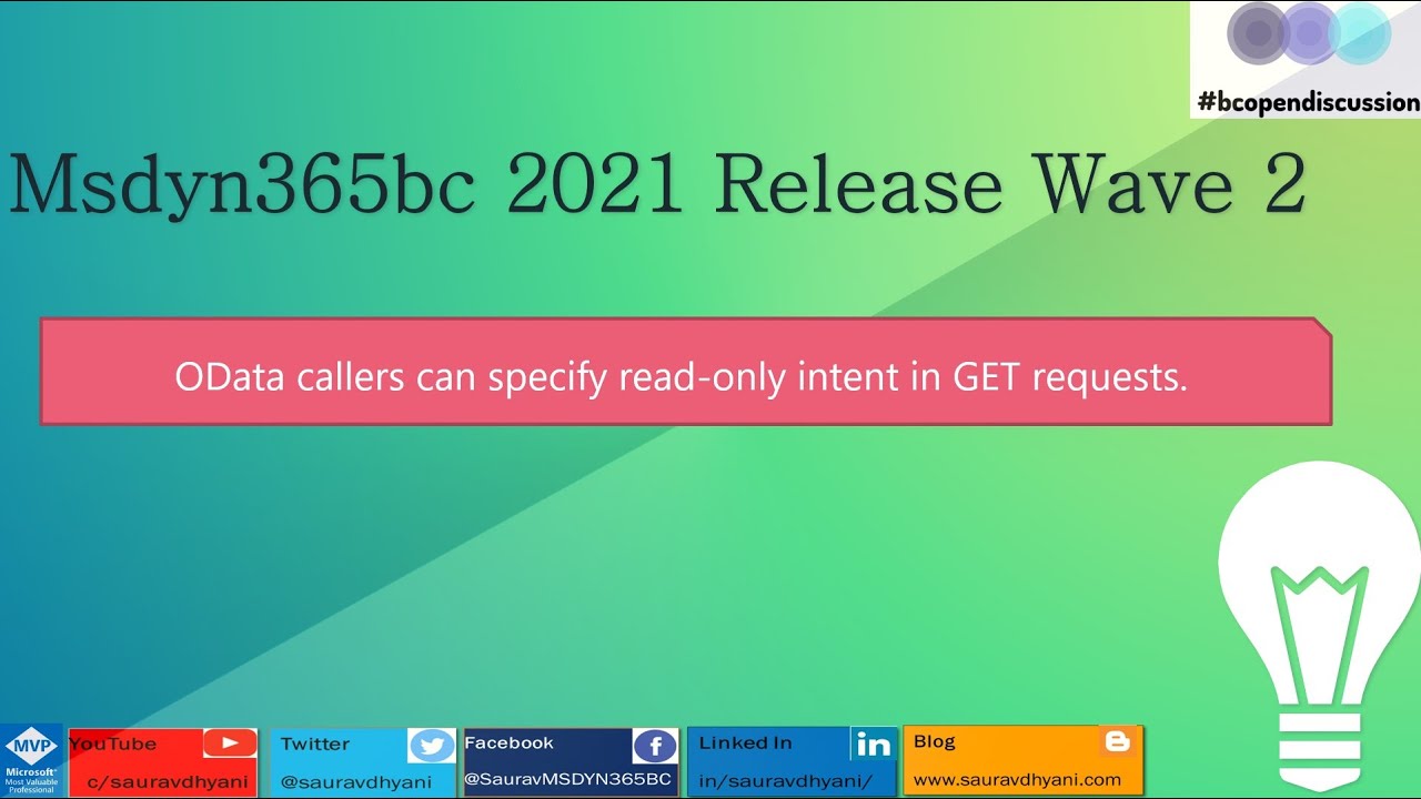 OData callers can specify read only intent in GET requests. - YouTube