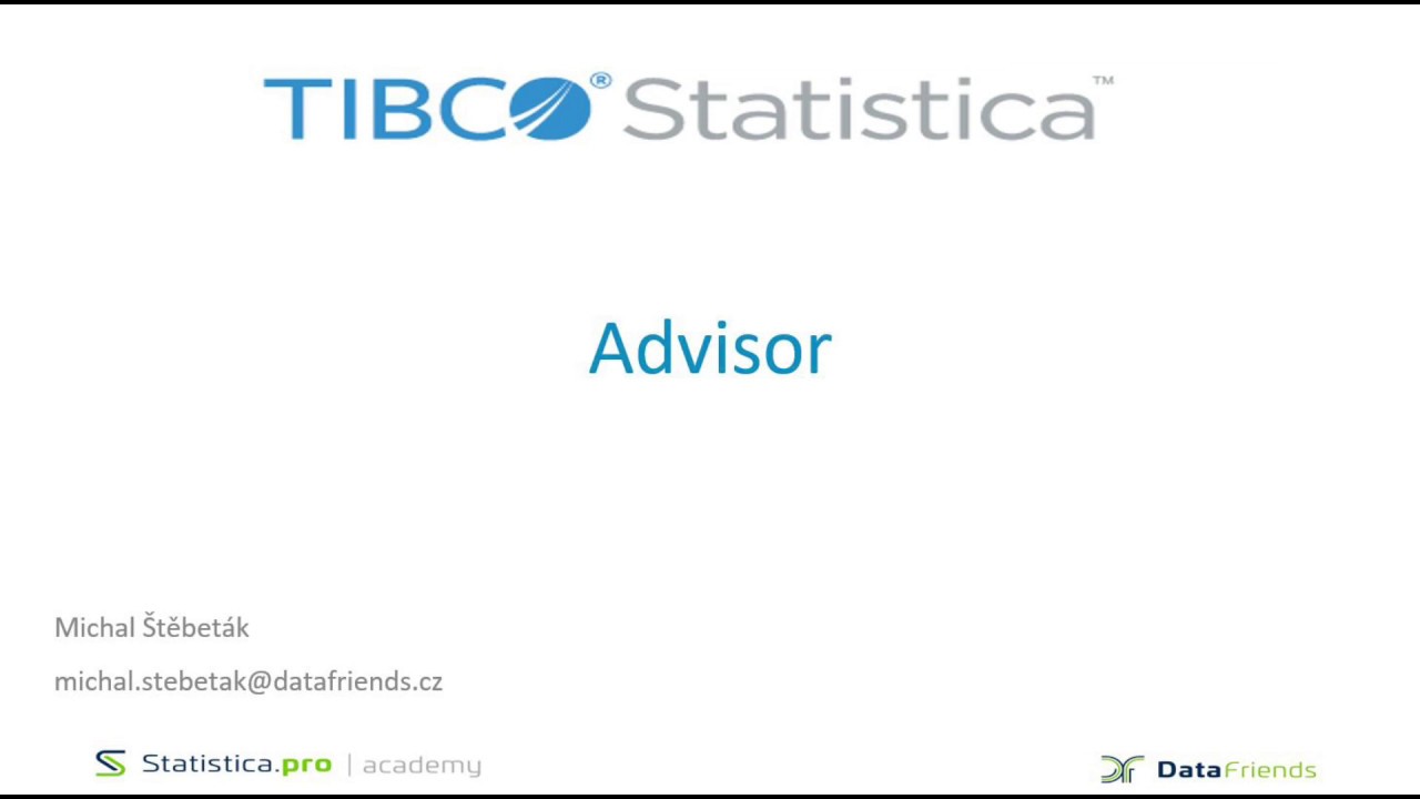 TIBCO Statistica - Advisor - Statistický rádce - YouTube