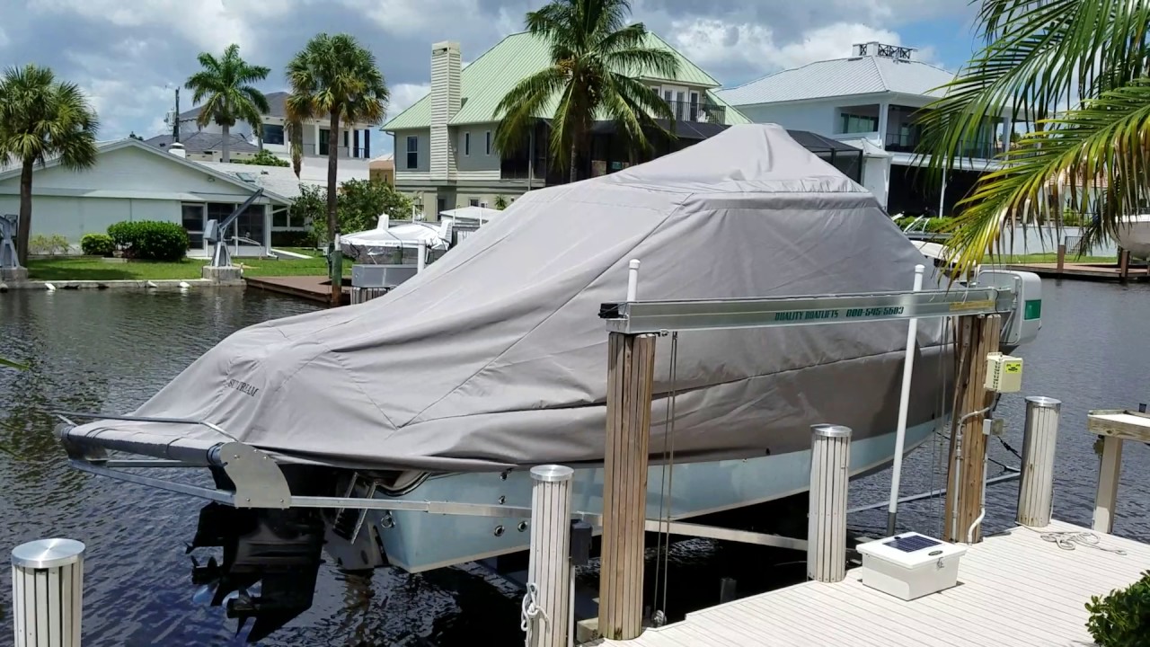 SUNSTREAM Fully Automatic Boat Cover For Piling Lift - YouTube