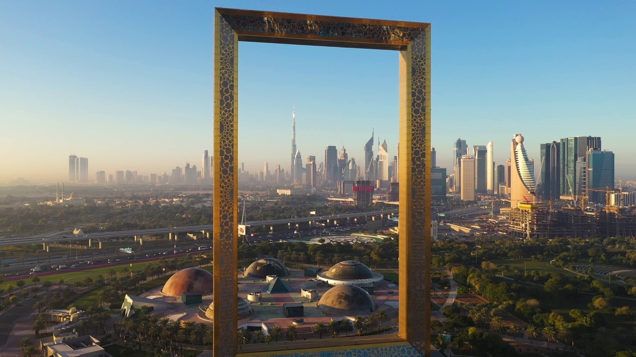 View of dubai frame landmark during the sun - YouTube