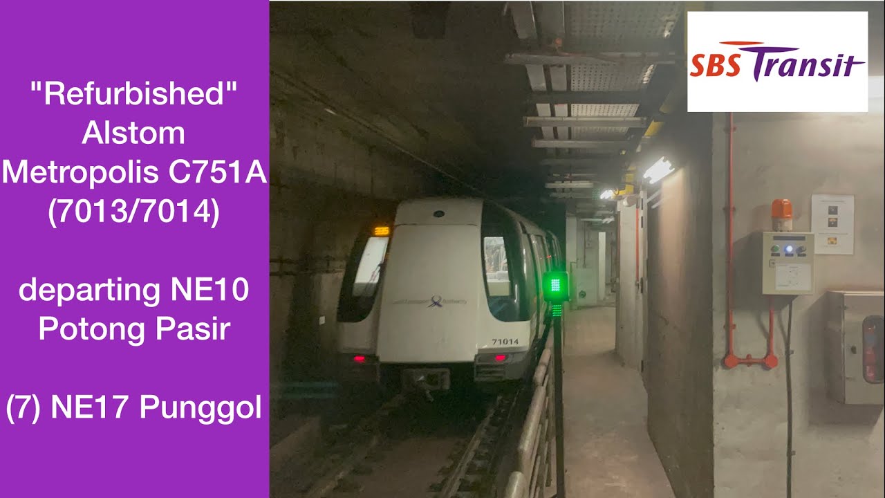SBS Transit [NEL] Alstom Metropolis C751A [7013/7014] departing Potong ...