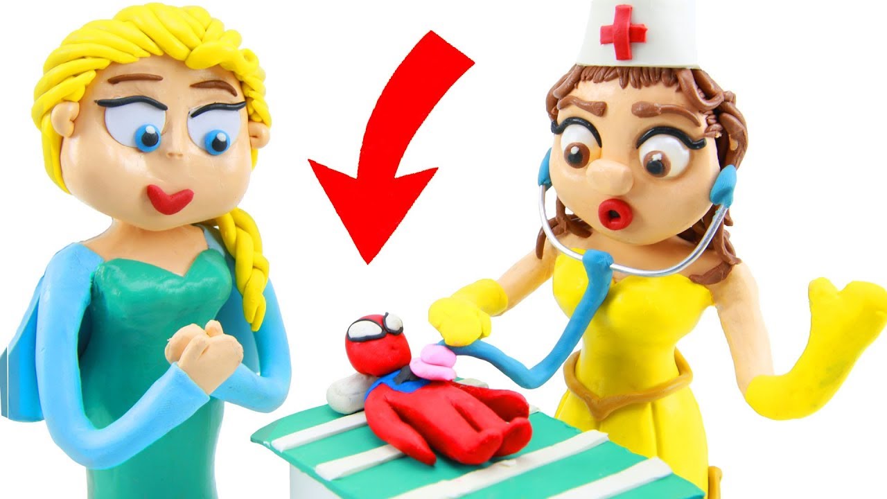 Superhero Babies Fix Doll Crash - Spiderman & Frozen Play Doh Cartoons ...