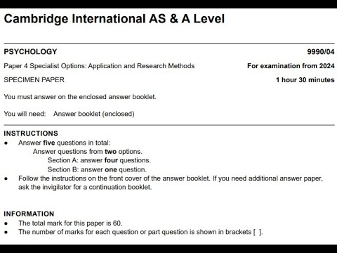 A Level Psychology Paper 4 Exam Format 2024 - YouTube