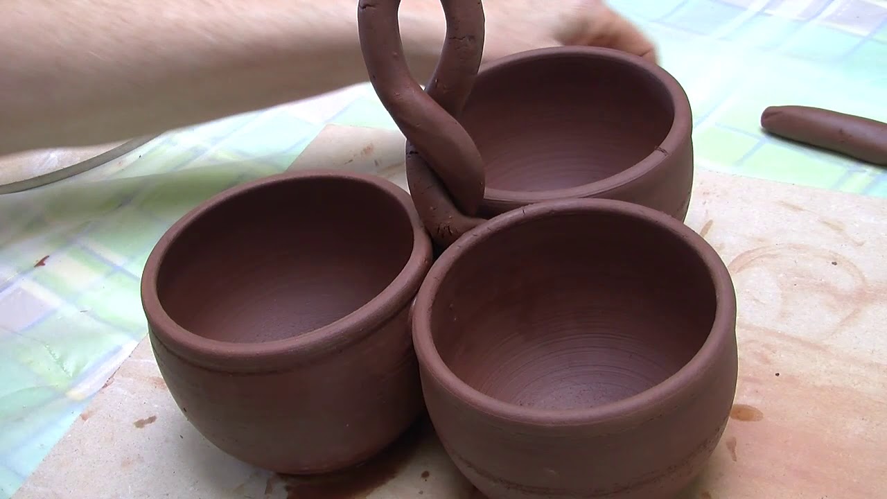 Pottery, How to make a 3 piece condiment pot - YouTube