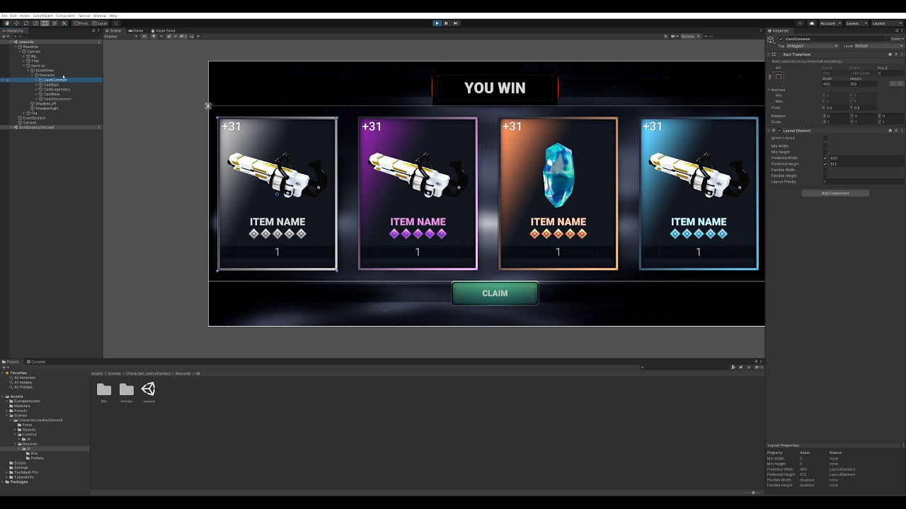 Rewards screen UI for Unity - YouTube