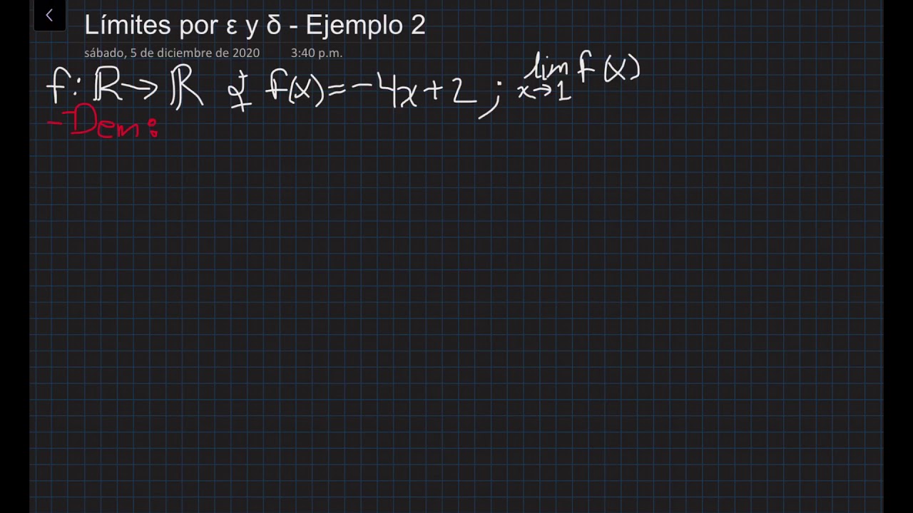Límite de una función por ε y δ(épsilon y delta) - Ejemplo 2 - YouTube