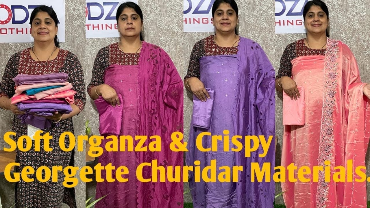 Soft Orghanza&Crispy Georgette Churidar Materials/LODZA/Video-47/WhatsApp: 8590797087 ...