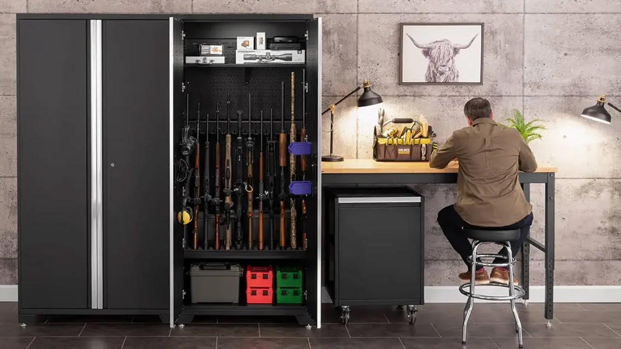 Secure Garage Gun Cabinet by NewAge Products - YouTube