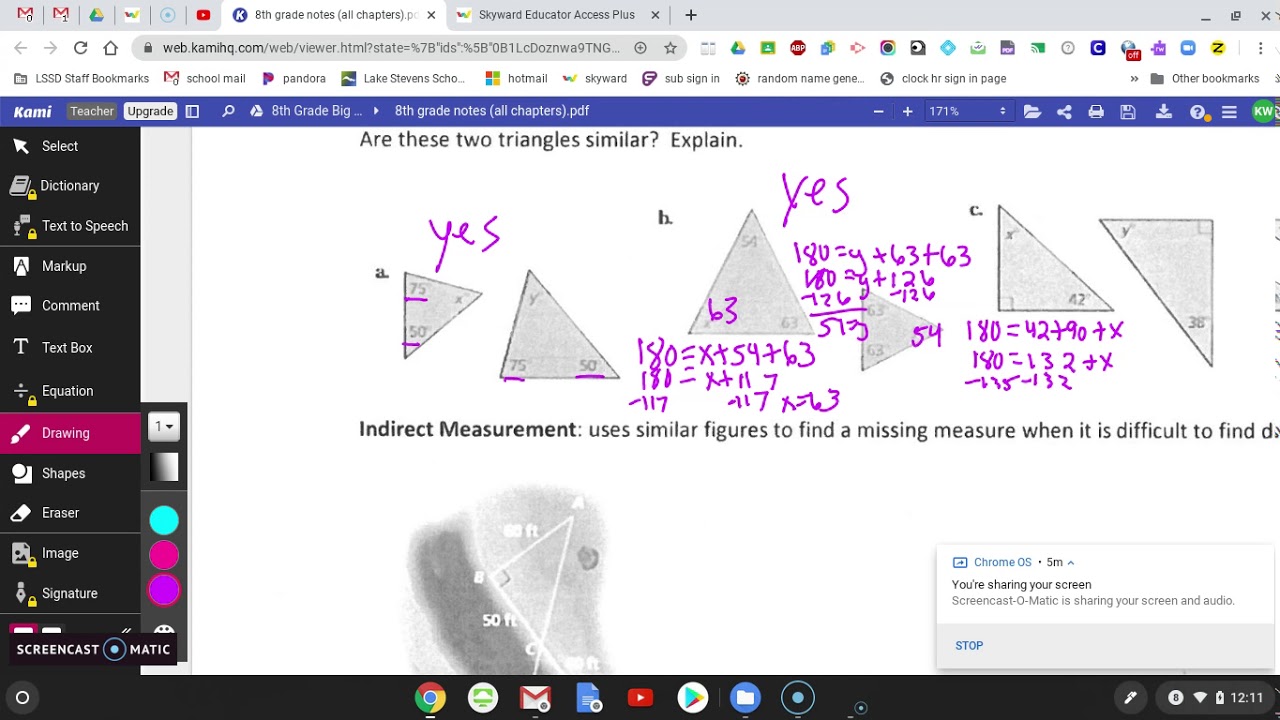 3.4 notes 8th grade using similar triangles - YouTube