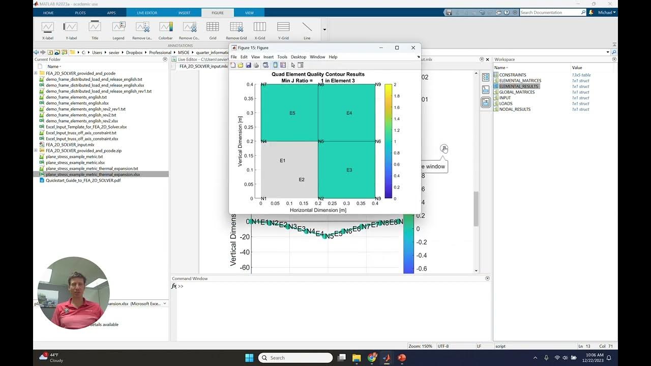 FEA 2D SOLVER plane stress example with temp change - YouTube
