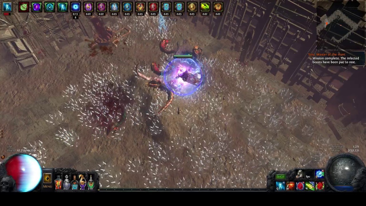 PoE 2.5 - Enfeeble/monster life Chimera on CI Wander - YouTube