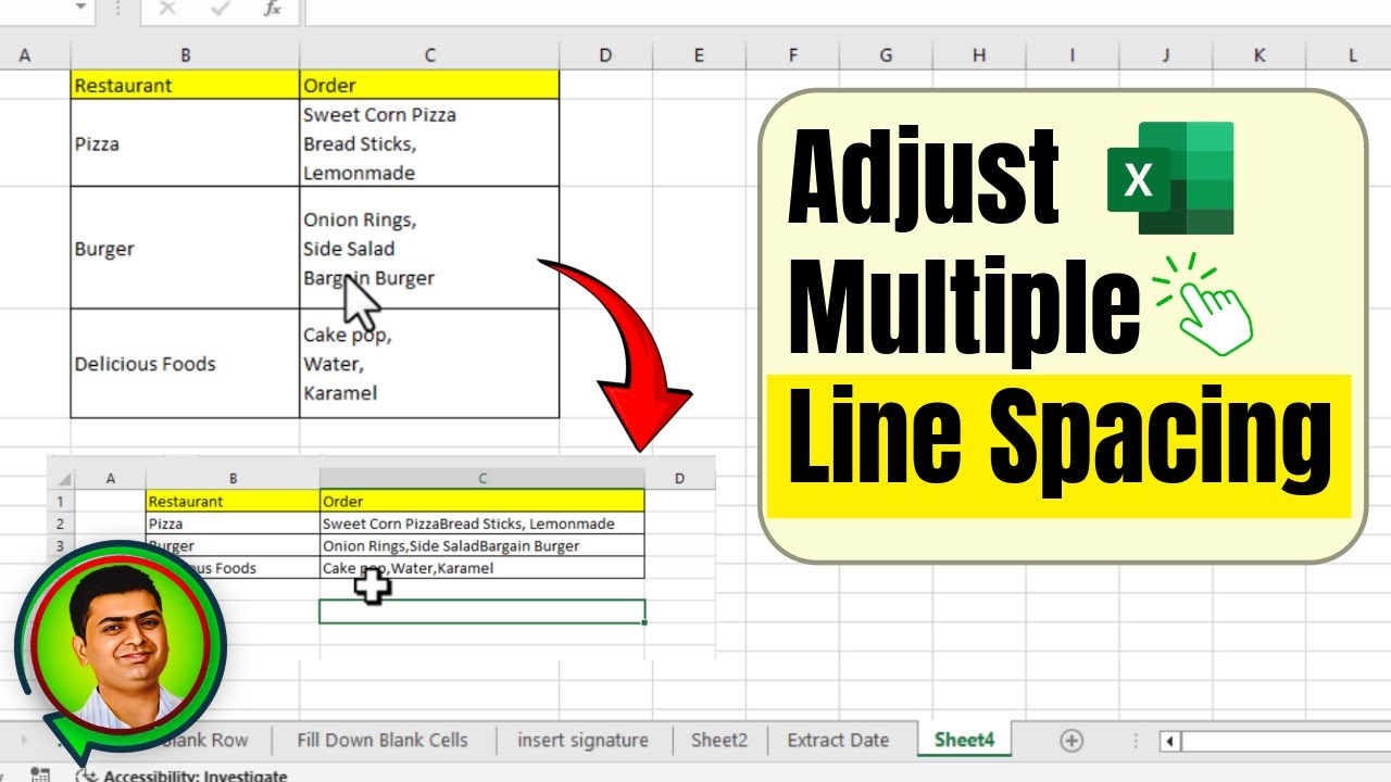 Adjust Multiple Line Spacing In to One Line in Excel - YouTube
