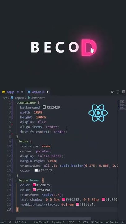 Text Hover in react js #coding #reactjs #css - YouTube