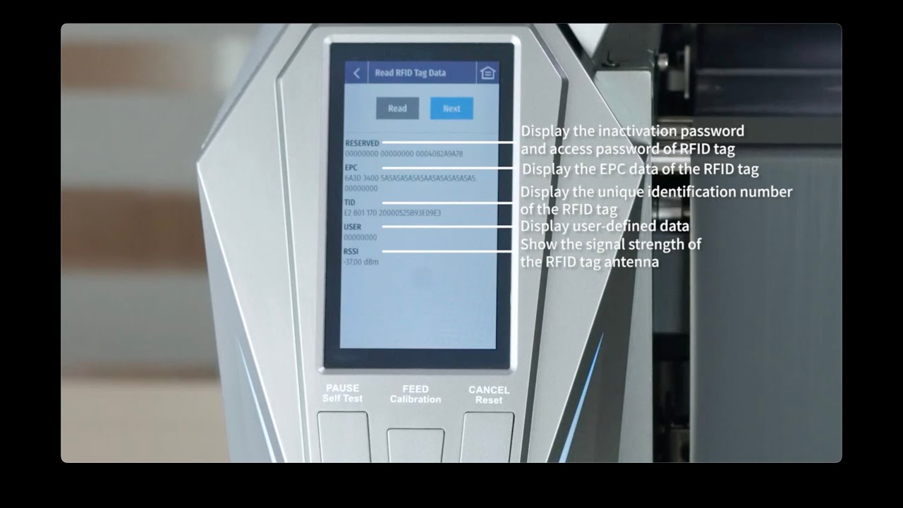 Reading RFID Tag Information Directly on the printer's screen - YouTube