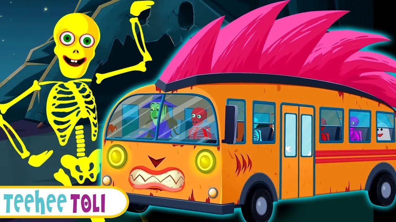 Wheels On The Bus With Skeletons Hindi + More Spooky Scary Nursery ...