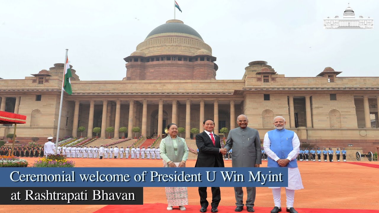 Ceremonial welcome of President U Win Myint of Myanmar at Rashtrapati ...