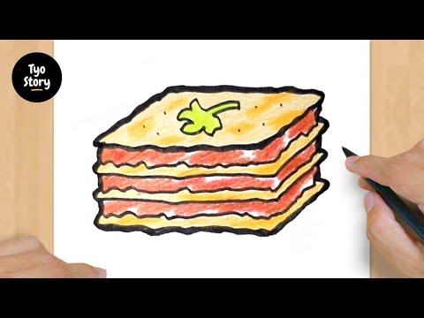 #591 How to Draw a Lasagna - Easy Drawing Tutorial - YouTube