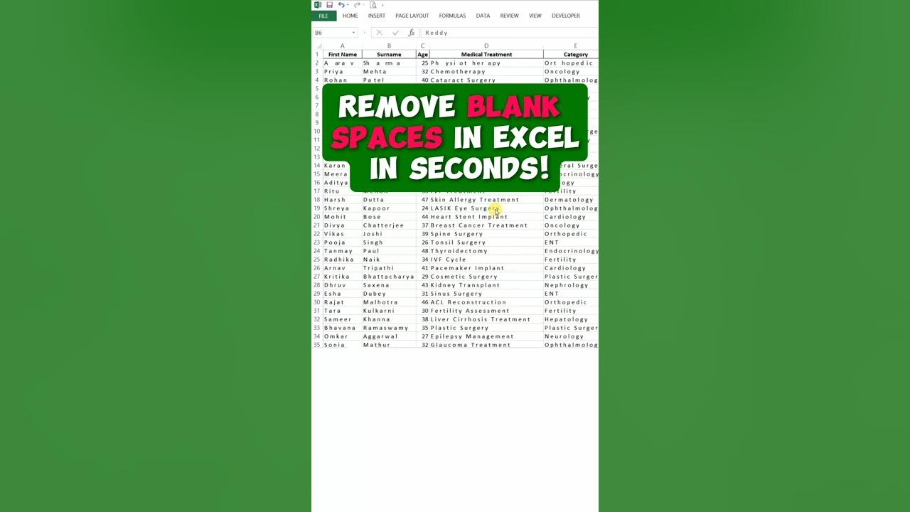 Remove Blank Spaces in Excel in Seconds! #accountsfix #excel #shorts #exceltutorial - YouTube