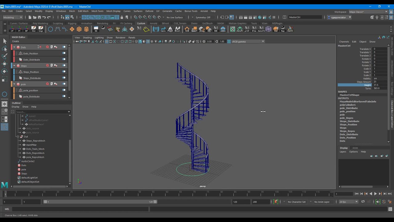 (Maya) MASH Procedural Stairs WIP 01 - YouTube