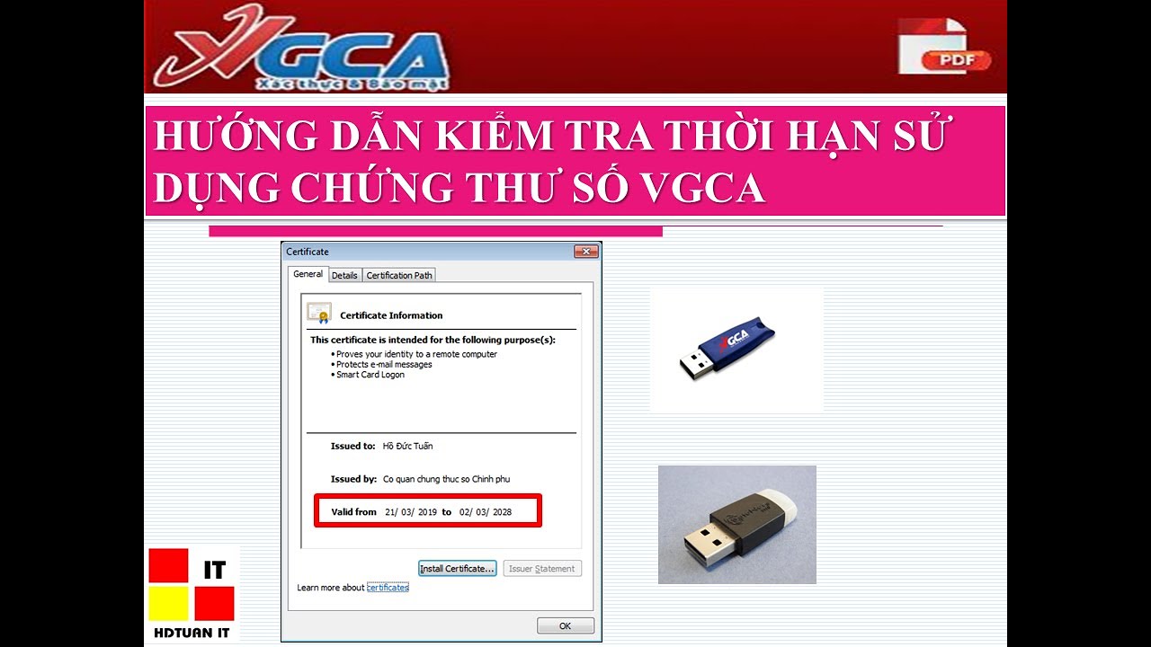 HƯỚNG DẪN KIỂM TRA THỜI HẠN SỬ DỤNG CHỨNG THƯ SỐ VGCA - YouTube