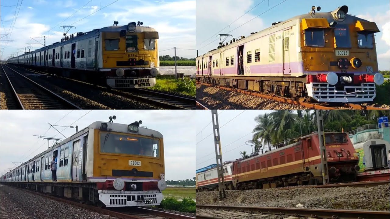 [4 in 1] Amazing local trains racing and crossing at same time! - YouTube