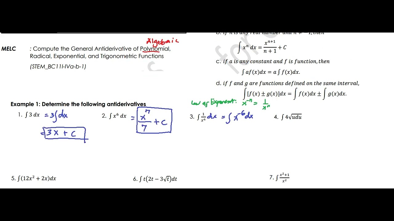 Basic Theorems on Antidifferentiation (1/5) - YouTube