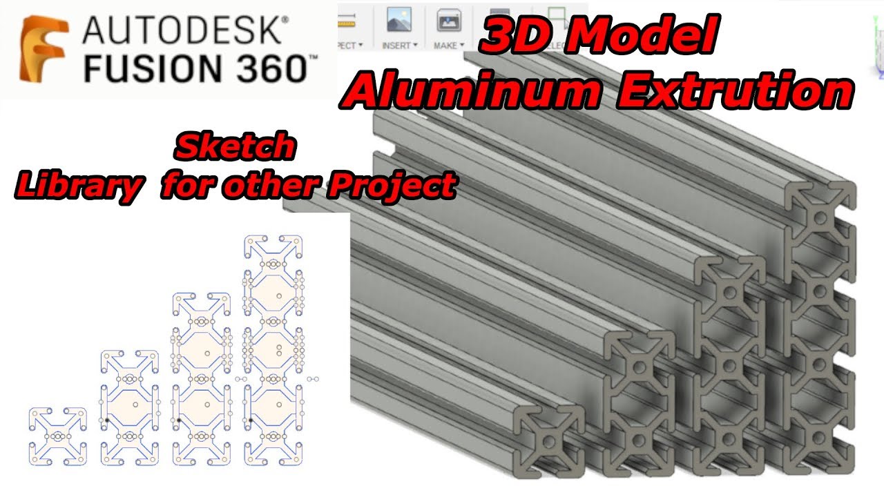 easy make 3D CAD model aluminum extrusion for your project - YouTube