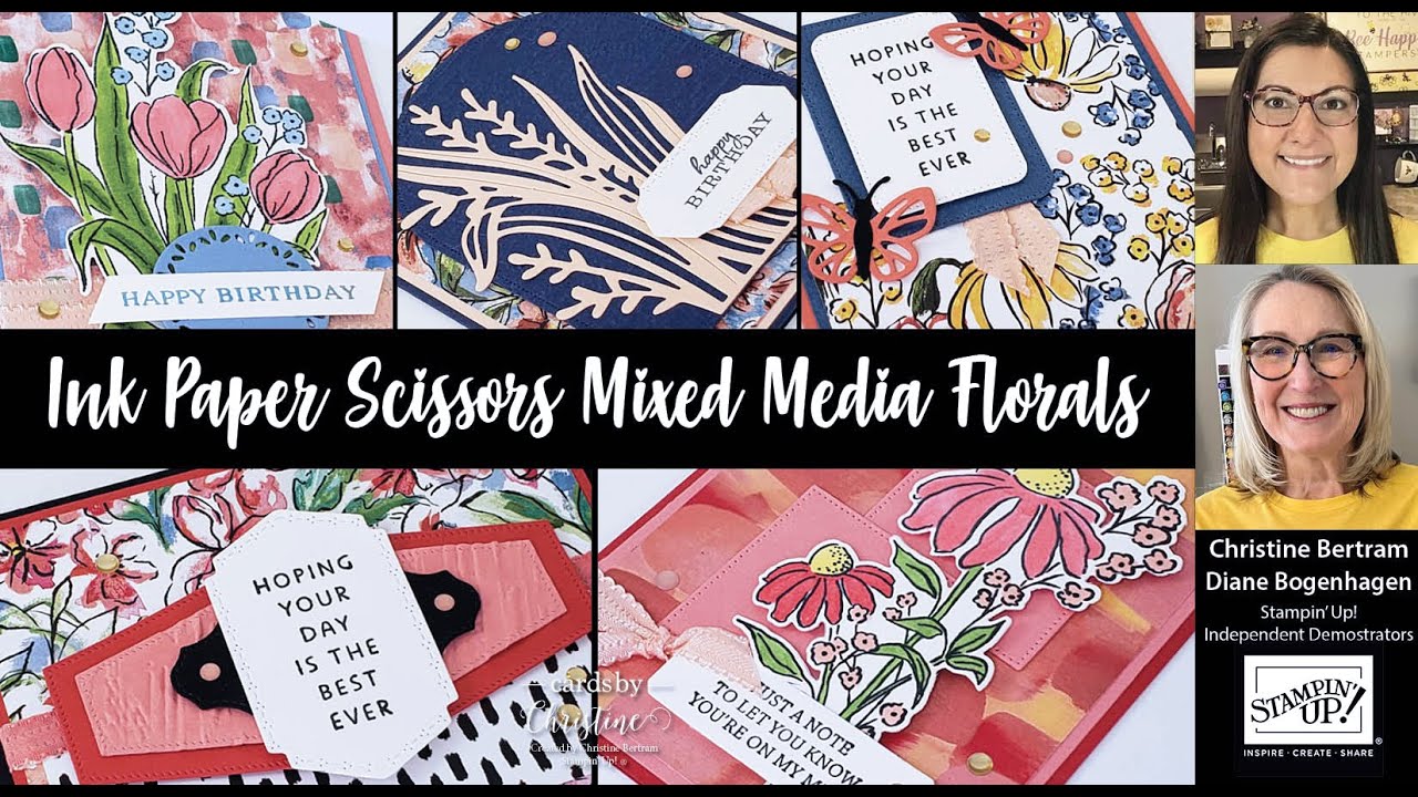 Ink Paper Scissors featuring Mixed Media Florals with Cards by ...