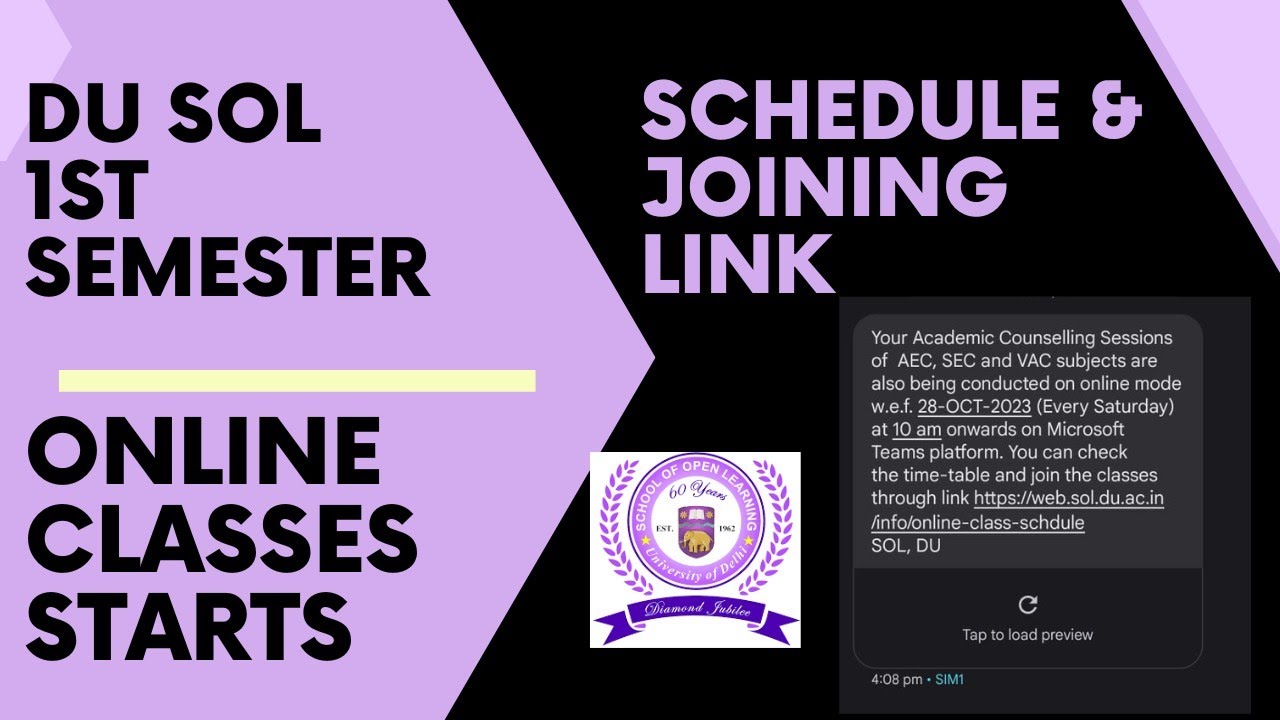 SOL Semester -1 Online Classes Starts 2023 : Schedule and Link | sol first semester online ...