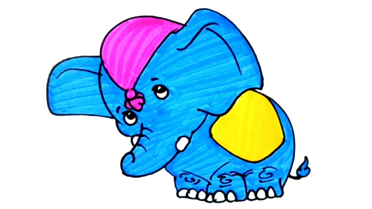 How to Draw Cartoon Elephant | Elephant Drawing Step by Step | Draw ...
