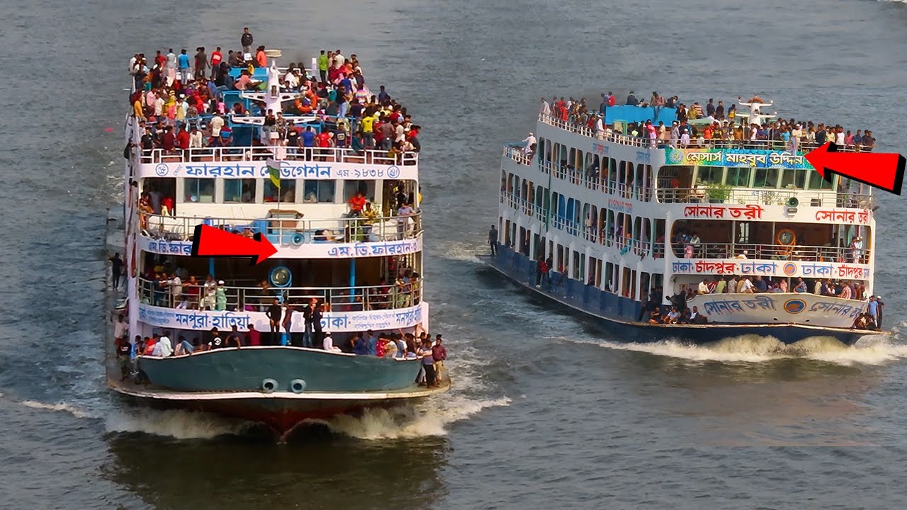 Overcrowded Passenger Ship MV Farhan-3 & MV Sonar Tori Leaving ...