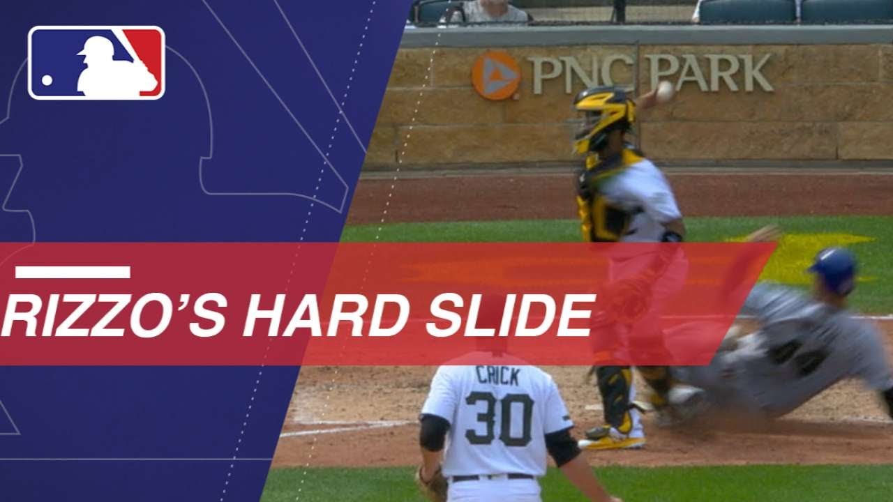 Rizzo's hard slide into home plate vs. Pirates - YouTube