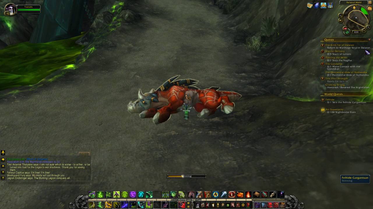 World of Warcraft Felhide Skinning Suramar Legion World Quest Guide ...