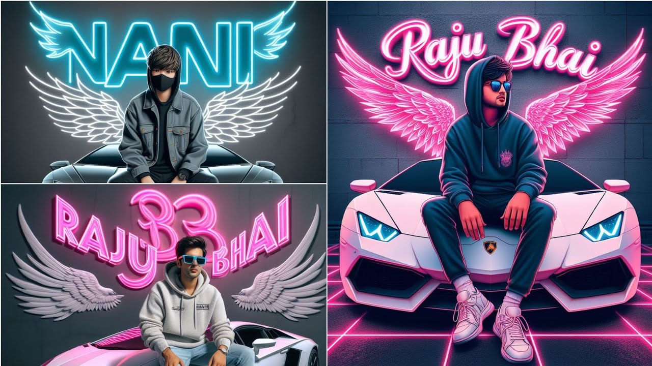 How to create trending 3d wings nuon glowing name ai photo editing ...