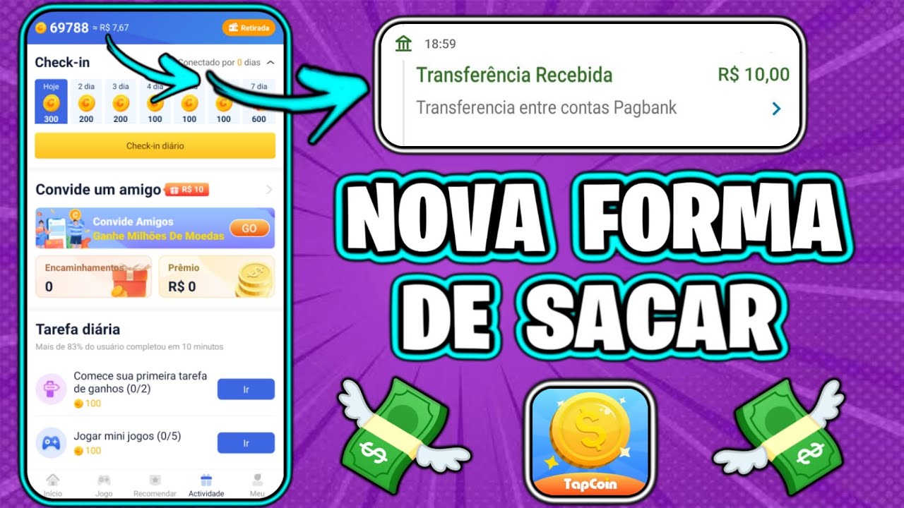 COMO SACAR NO TAP COIN ATUALIZANDO - APP PARA GANHAR DINHEIRO VIA PIX E ...