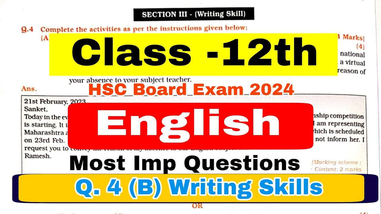 Class -12th English Q.4 B Most Imp Questions || HSC Board Exam 2024 ...
