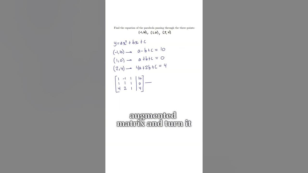 Day 122 - Linear Algebra Tutorial on Quadratics - YouTube