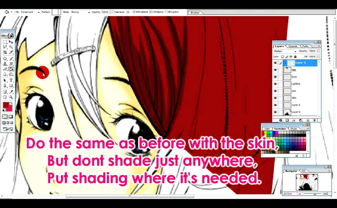 Manga Tutorial: Basic Colouring; {Photoshop} - YouTube