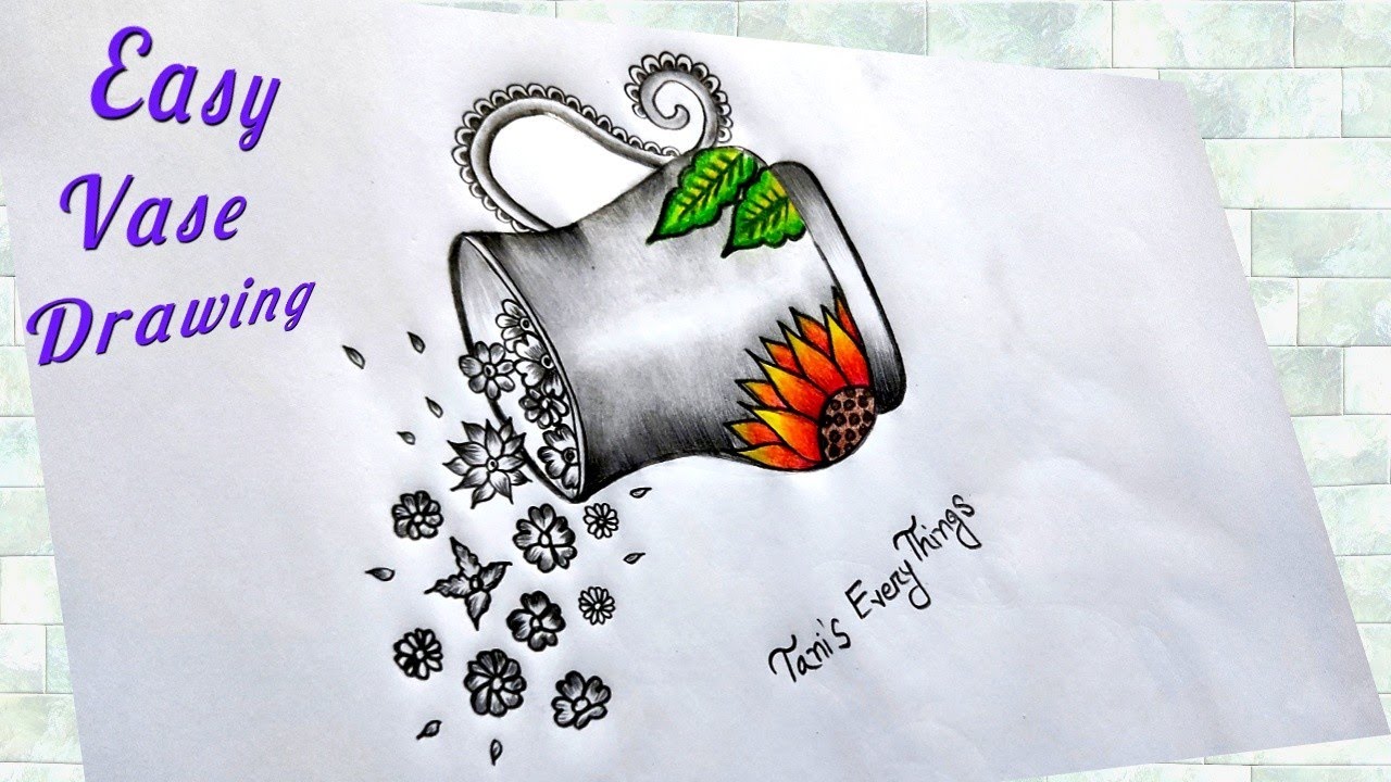 How to draw a flower vase / Pencil drawing @TanisEveryThings - YouTube