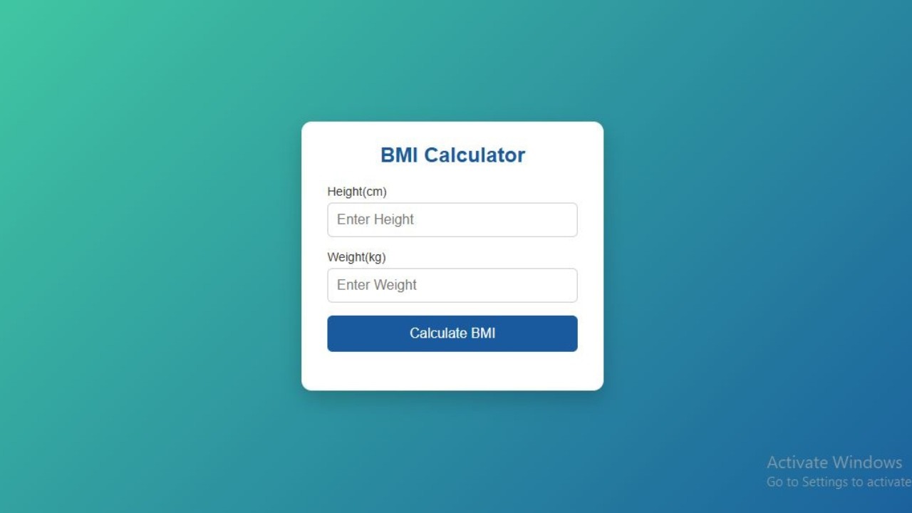 BMI Calculator Using HTML CSS JavaScript | Beginner JavaScript Project ...