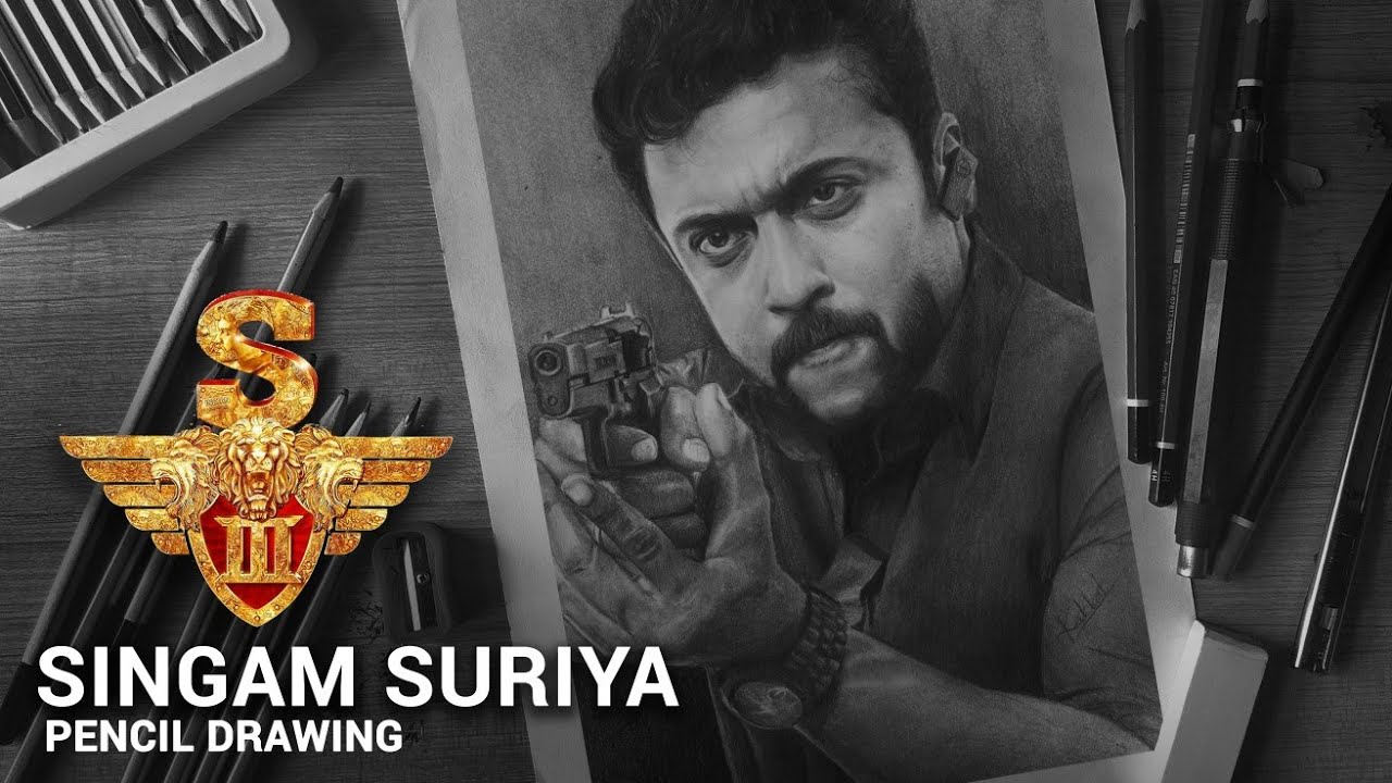 Suriya Pencil Drawing | SINGAM | Suriya sivakumar | Realistic pencil ...
