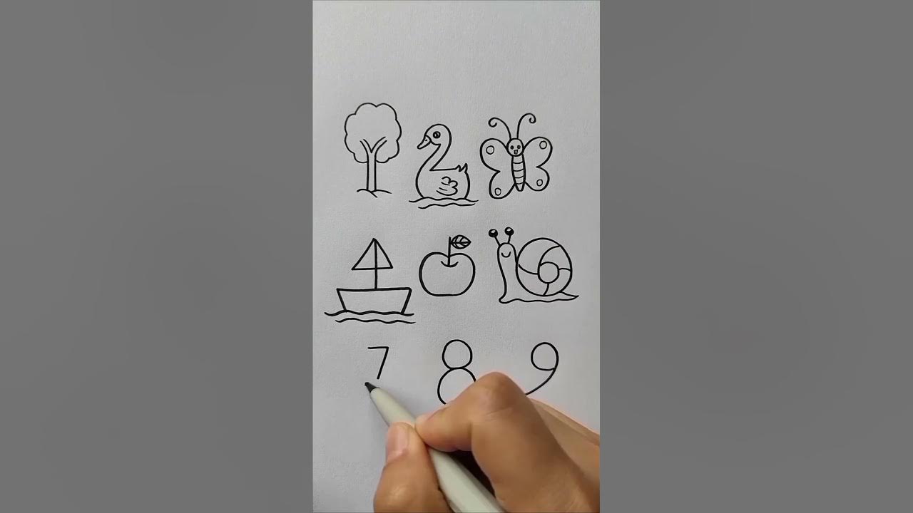 How to draw pictures using numbers 1 to 10 || Number Drawing easy step ...