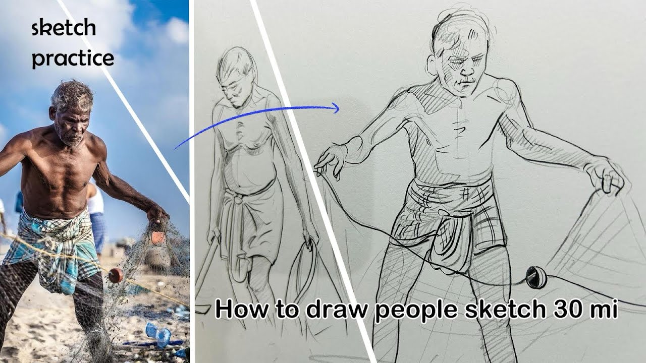 How to draw people sketch 30 mi | simple sketch (sketch practice) - YouTube