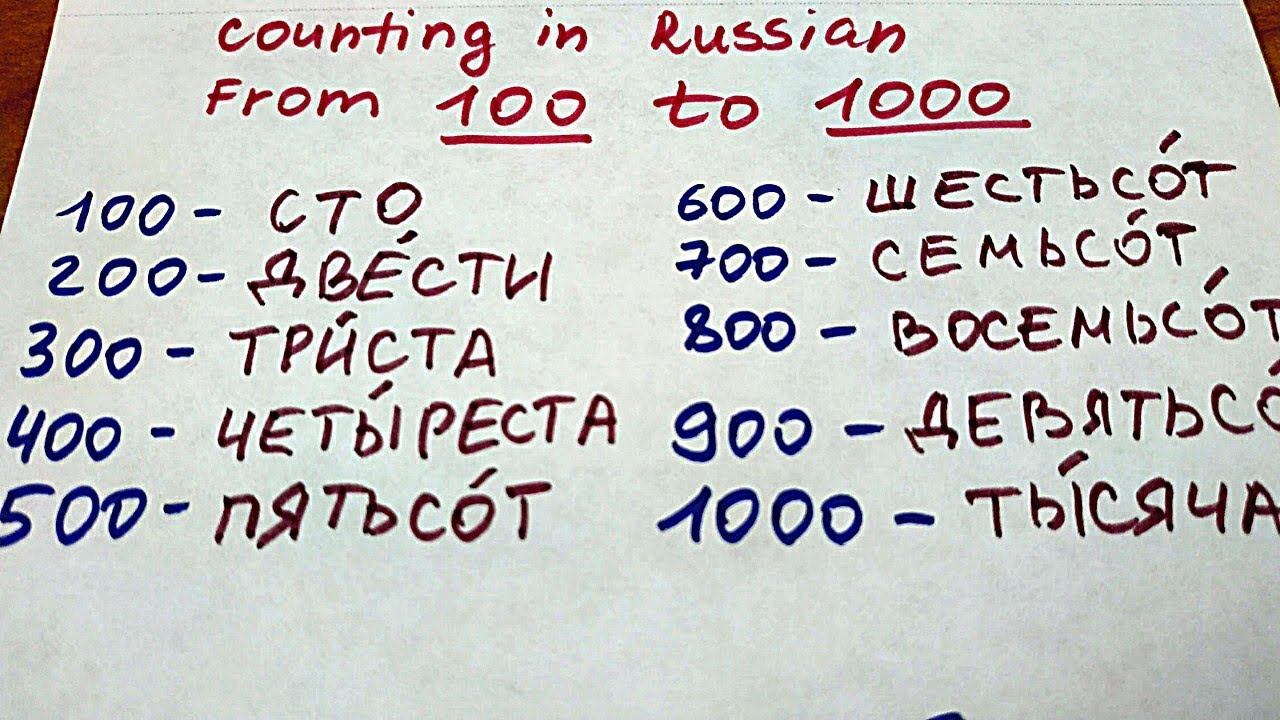 COUNT in RUSSIAN From 100 to 1000! - YouTube