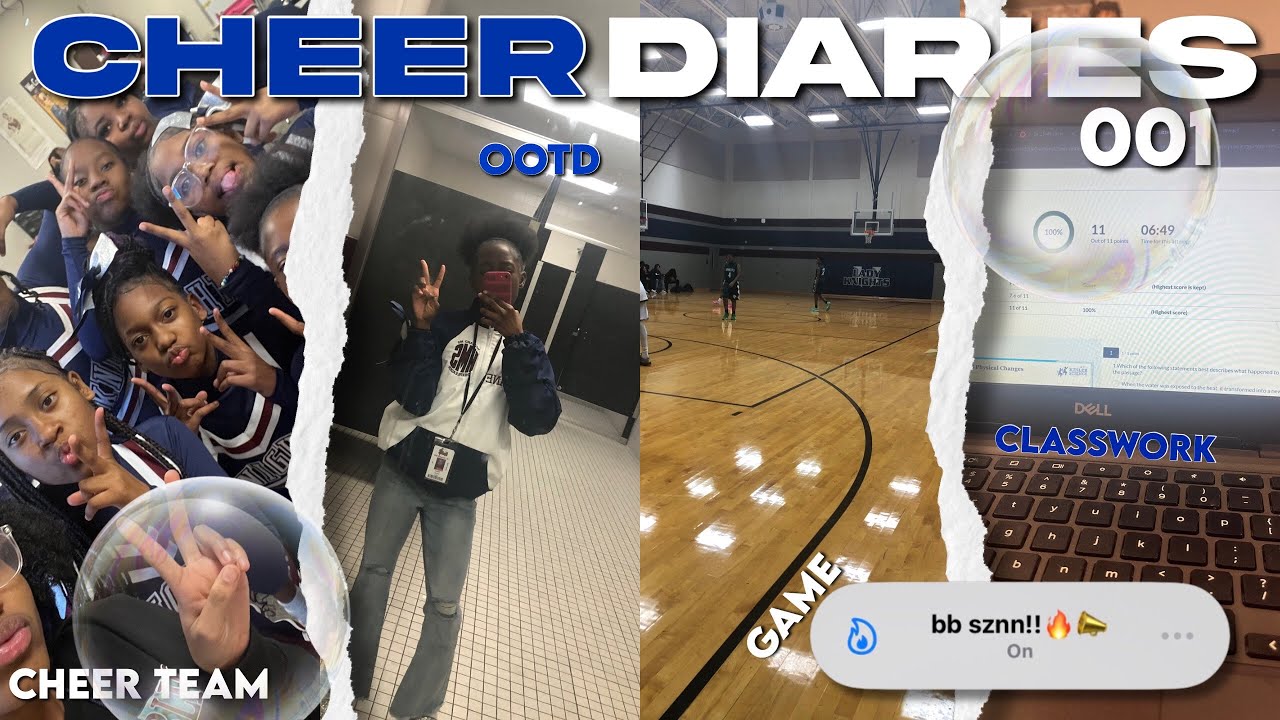 CHEER DIARIES 001🏀🫧: vlog , classwork , game clips , cheer team , etc ...